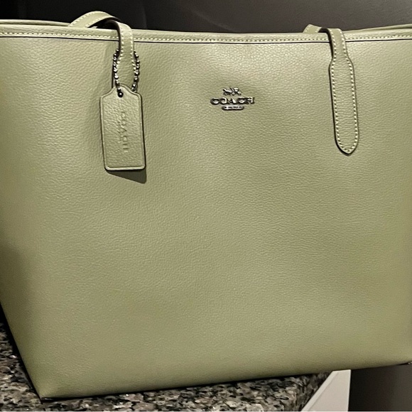 Coach | Bags | Coach Green Leather Tote Bag | Poshmark